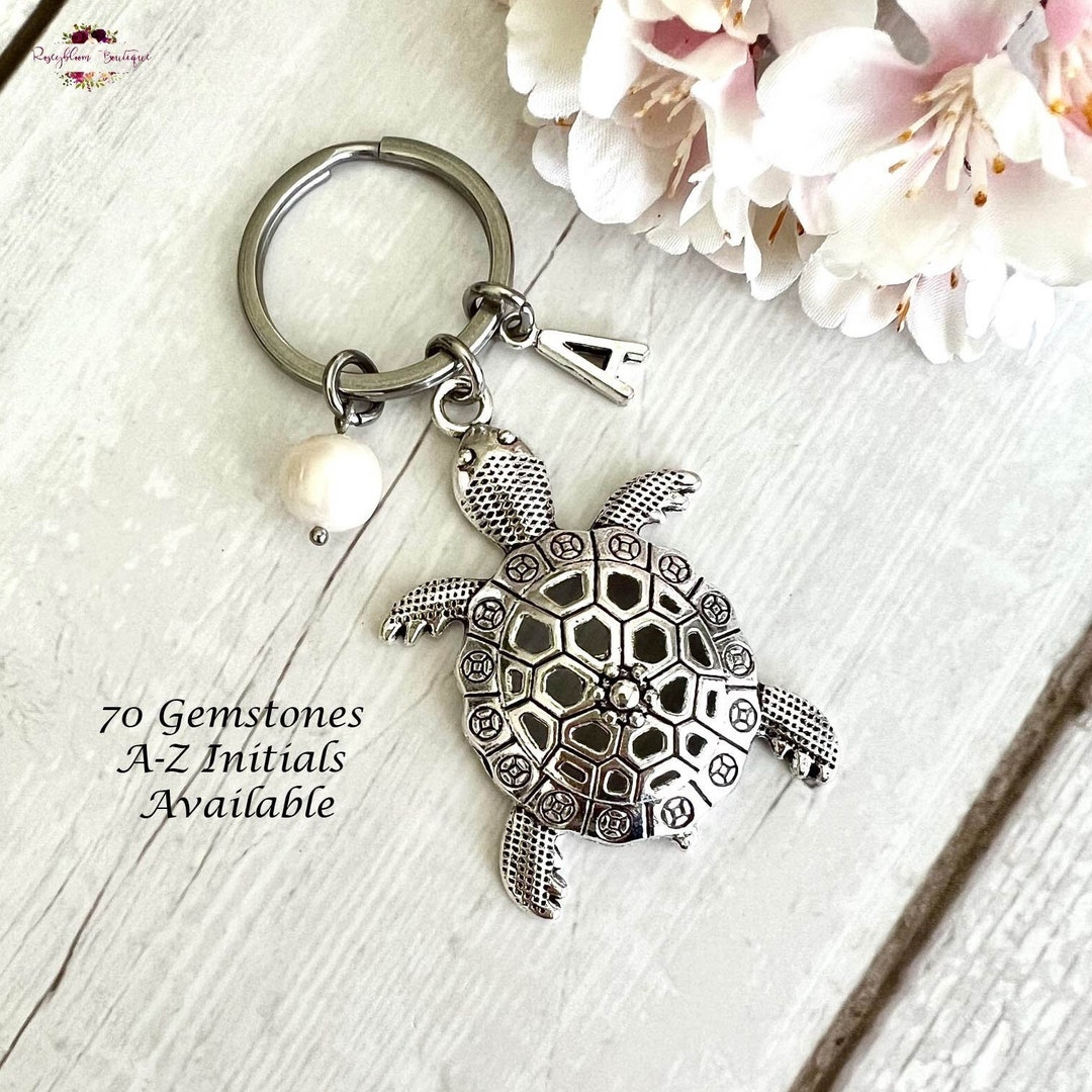 TURTLE Gemstone Key Ring-crystal Keychain-turtle Keychain-personalised ...