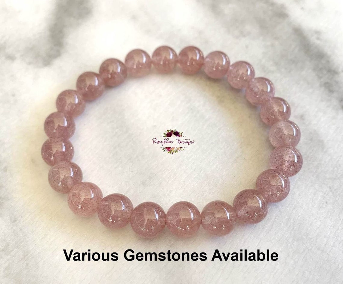 STRAWBERRY QUARTZ Bracelet-8mm Grade A Genuine Strawberry - Etsy