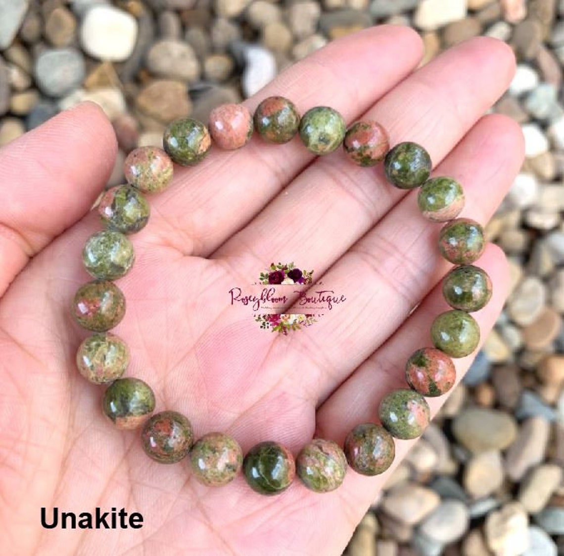 UNAKITE Bracelet-8mm Genuine Unakite-natural Unakite-unakite Bead ...