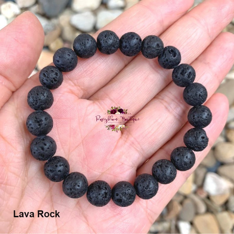 BLACK LAVA STONE Bracelet-8mm Genuine Natural Lava Stone-Lava | Etsy