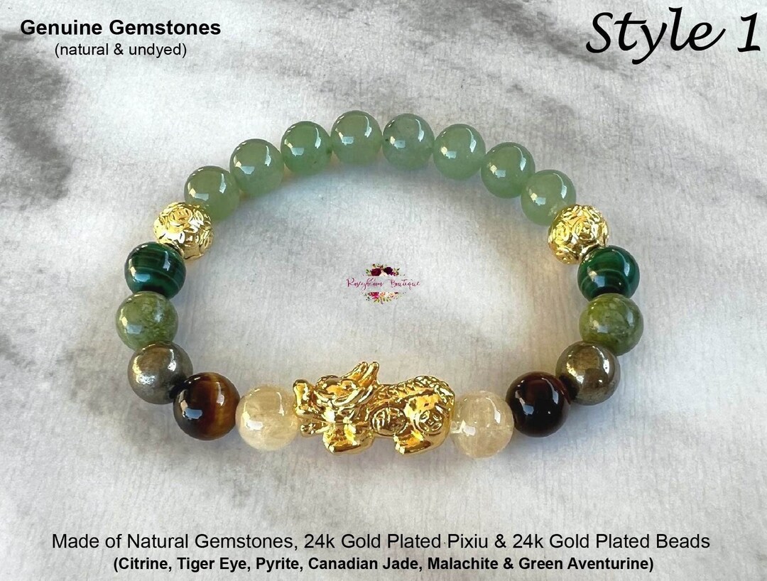 Feng Shui Pixiu & Mixed Gemstones Wealth Luck Protection Bracelet-pixiu ...