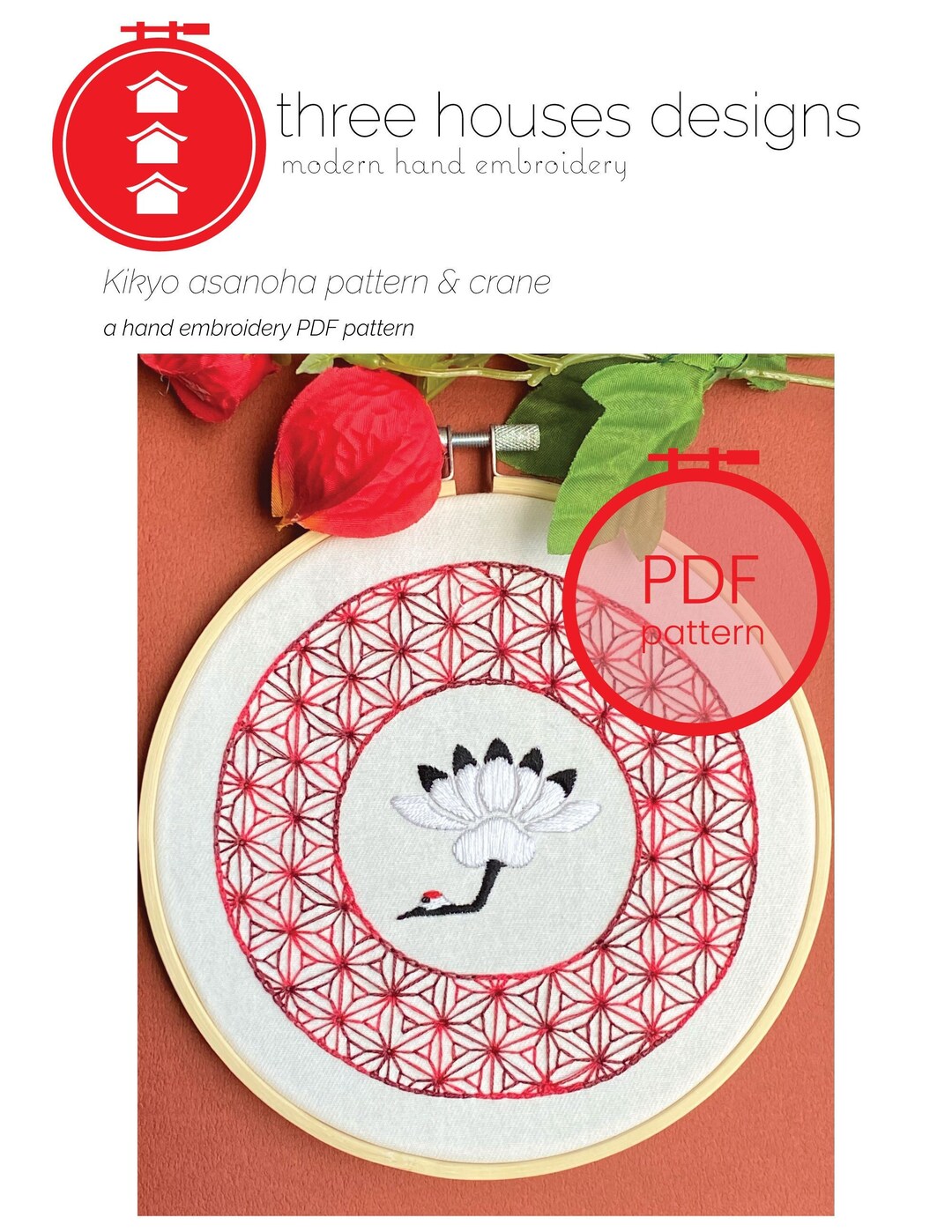 PDF Hand Embroidery Pattern Download Japanese Kikyo Asanoha Pattern and ...