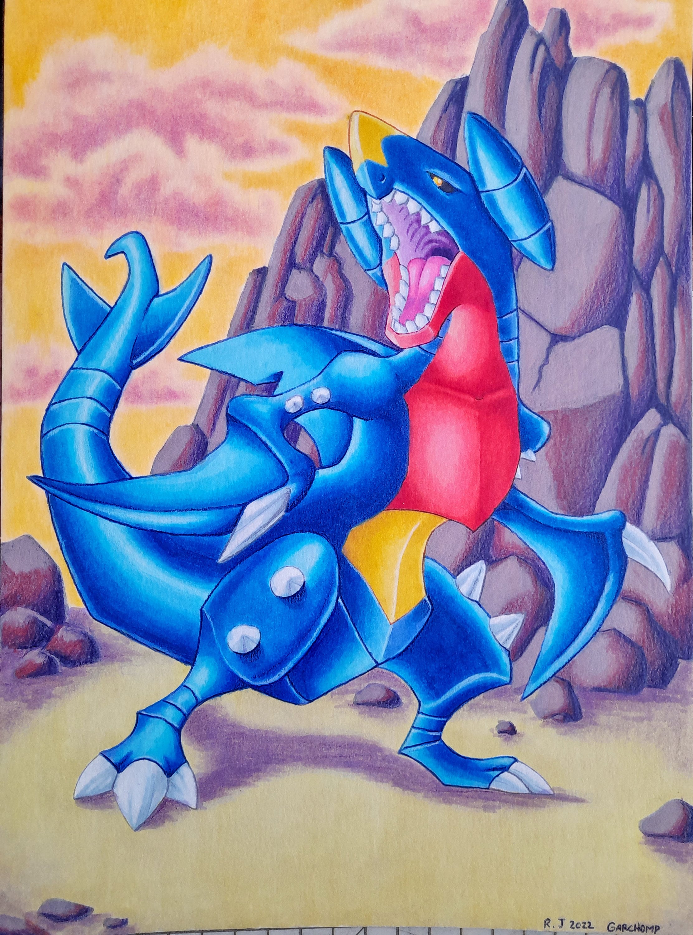 Original Handrawn Traditional Art Garchomp Pokemon - Etsy