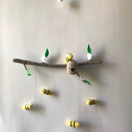 Baby Bee Mobile Cot Crochet Bumble Bee Crib Clouds Mobile - Etsy