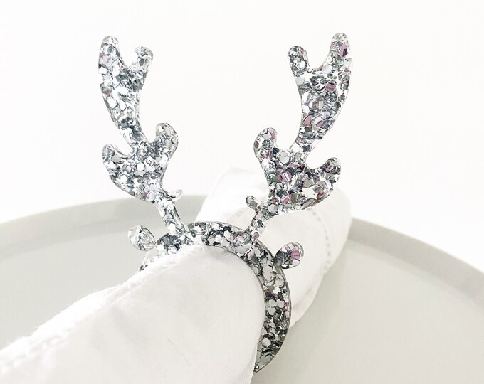 Gold & Silver Reindeer Napkin Rings, Christmas Napkin Rings, Holiday ...