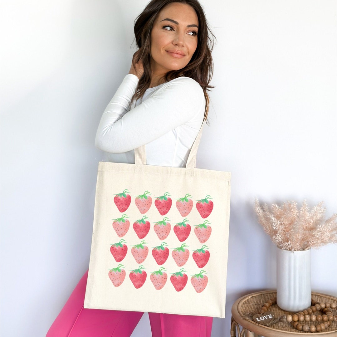 Strawberry Tote Bag Cottagecore Tote Bags Strawberries Bag Strawberry ...