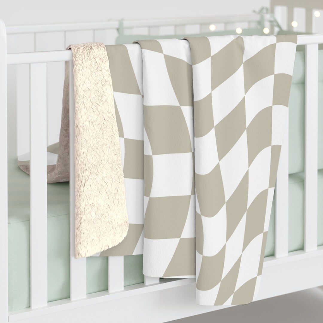 Personalized Light Beige Cinnamon Vanilla Girl Checkered Blanket Boho ...