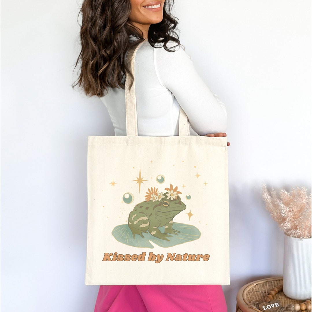 Frog Tote Bag Cottagecore Tote Bags Frog Bag Frog Tote Reusable ...