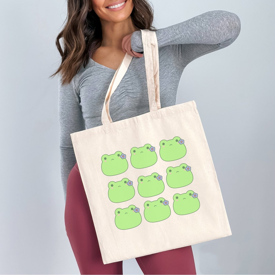 Frog Tote Bag Tote Bags Cottagecore Bag Frog Tote Reusable Shopping Bag ...