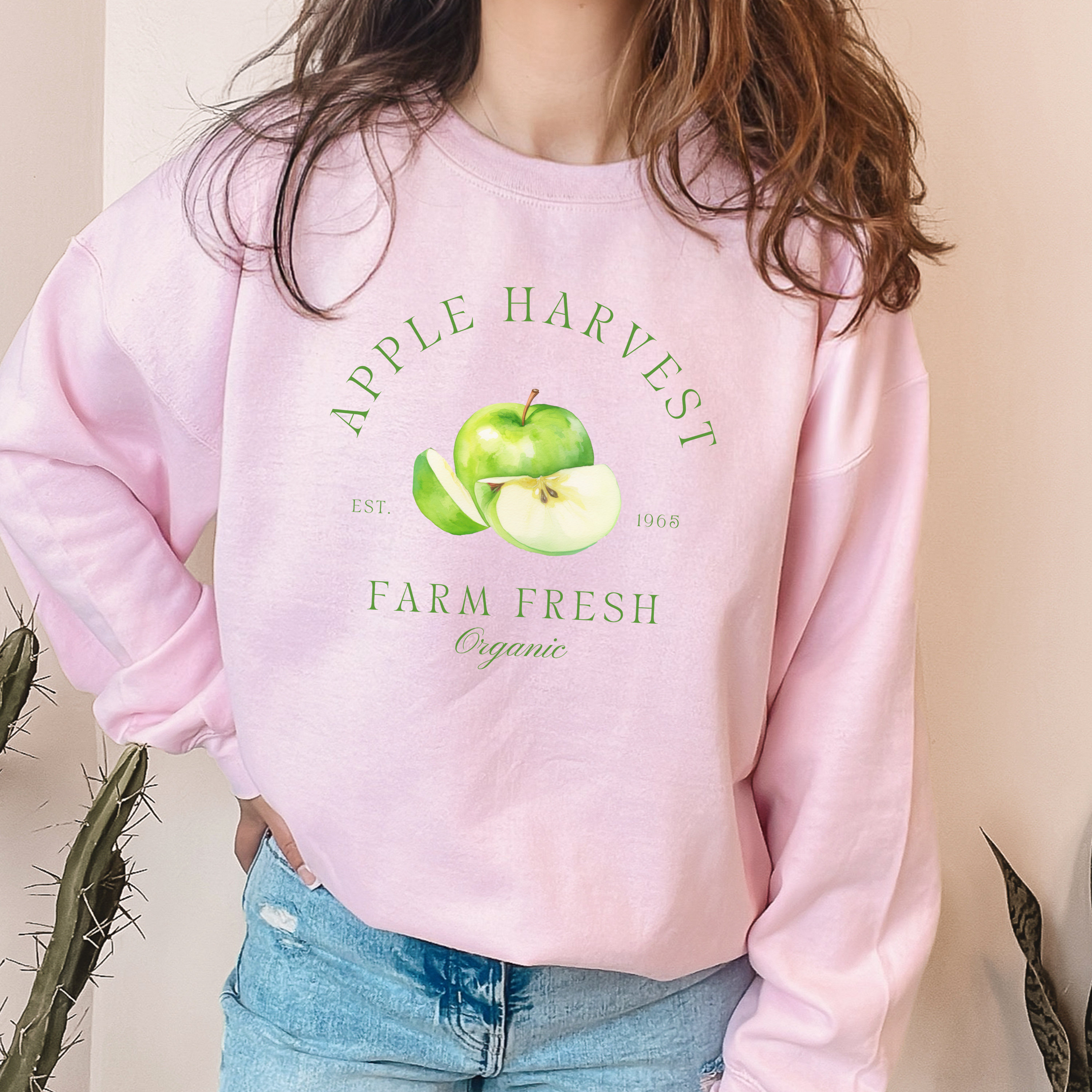Green Apple Sweater Cottagecore Retro Apple Harvest Festival Sweatshirt ...