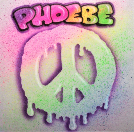 Airbrush Dripping Peace Sign Rainbow Color Splatter Paint | Etsy