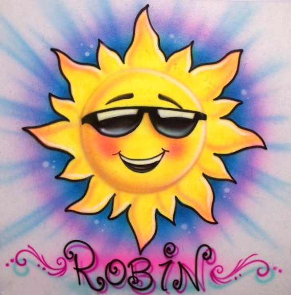 Airbrushed Fun in the Sun Happy Face Summer Personalized - Etsy
