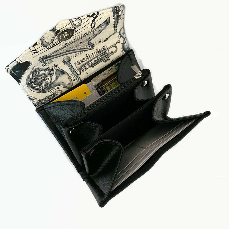 Musical Instrument Pattern Ladies Purse, Small Necessary Clutch Wallet ...