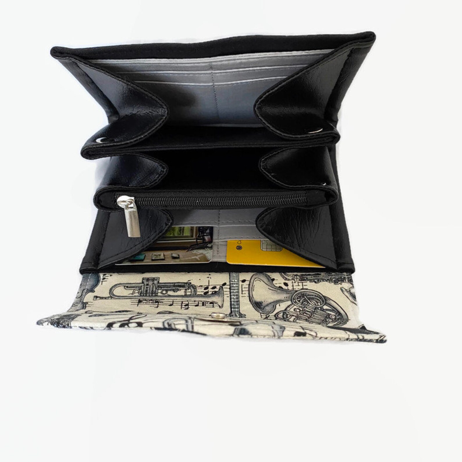 Musical Instrument Pattern Ladies Purse, Small Necessary Clutch Wallet ...