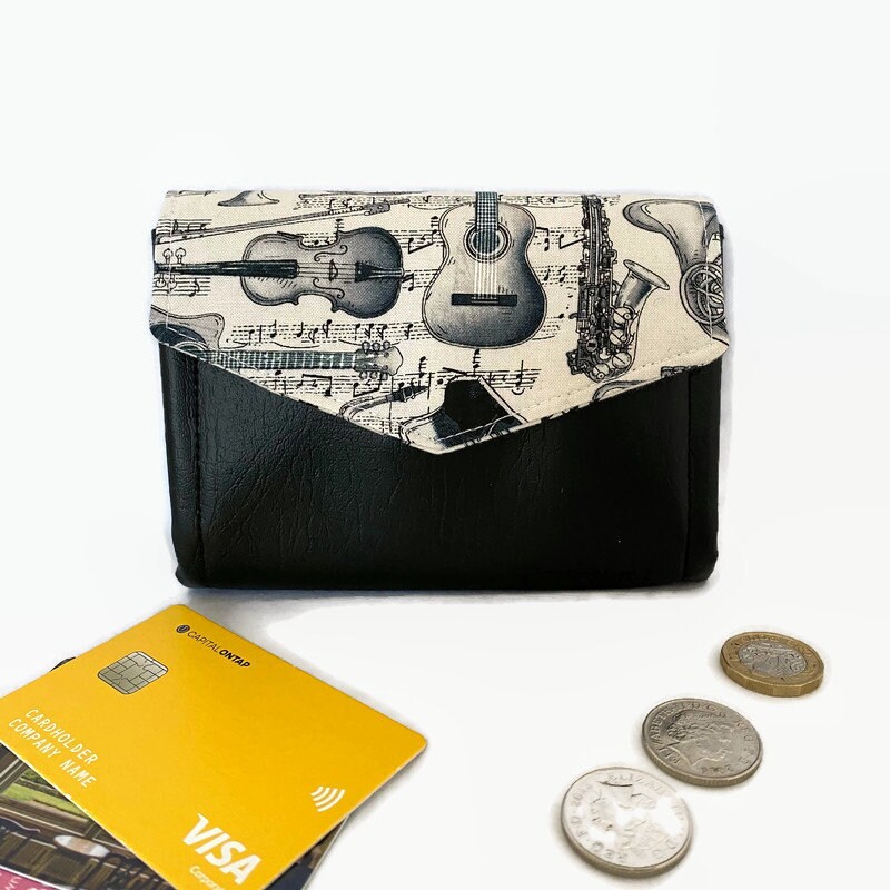 Musical Instrument Pattern Ladies Purse, Small Necessary Clutch Wallet ...