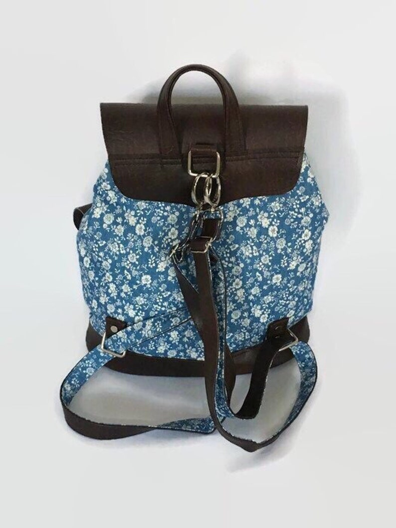 Blue Denim Backpack, Ladies Floral Rucksack - Etsy