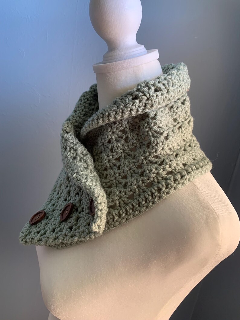 Crocheted Cowl Scarf, Pull Over or Button Cowl, Cowl Style Neck Warmer ...