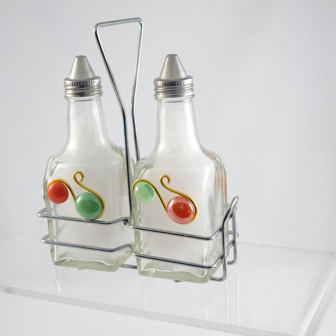 Oil and Vinegar Set With Stand, Cruet Set With Caddy, Cruet Bottles ...