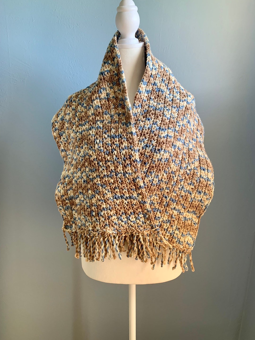 Rectangular Crocheted Wrap, Warm Weave Wrap, Wide Scarf, Fall Wrap ...