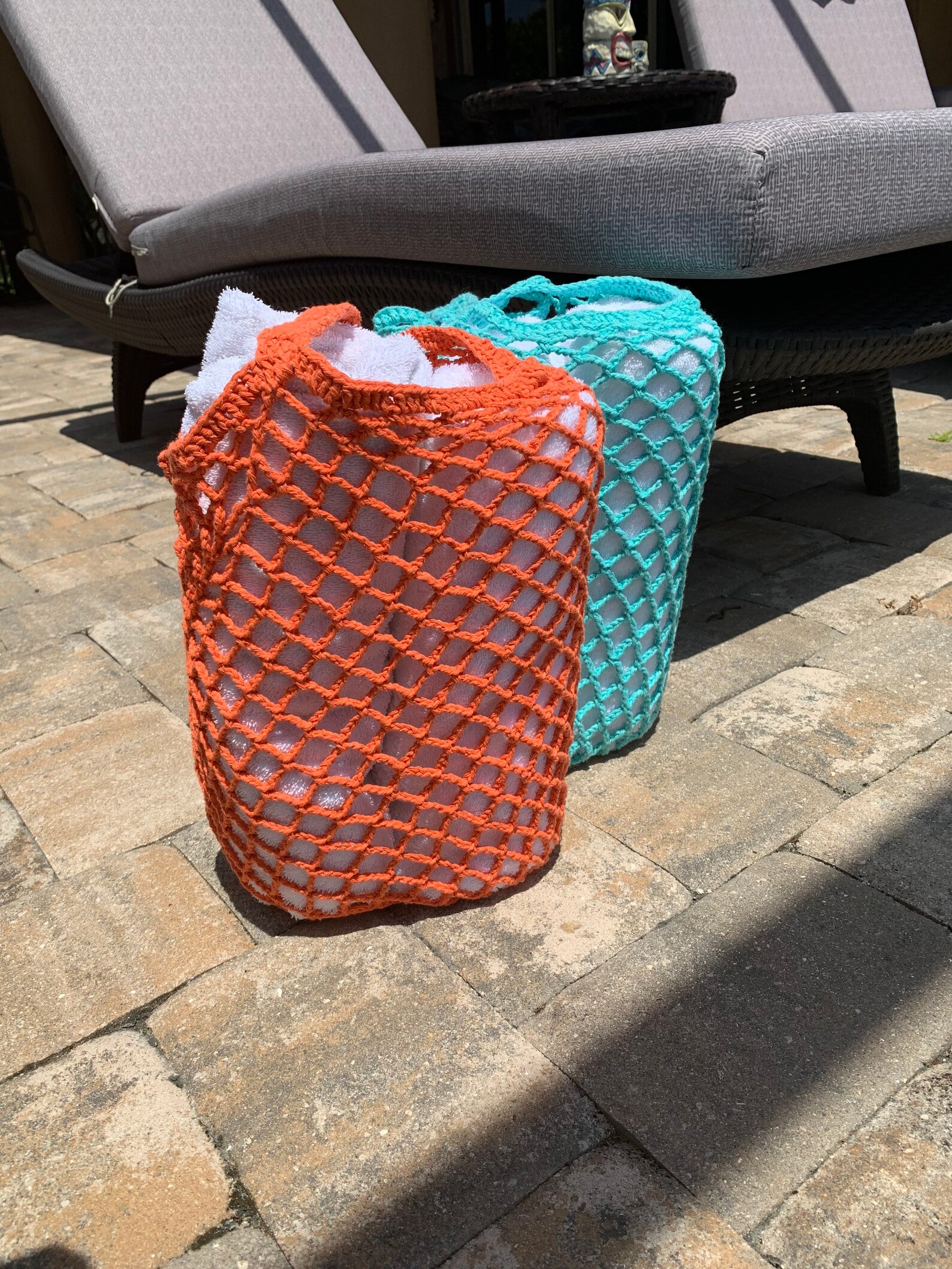 Cotton Crochet Mesh Bag | Expandable Beach & Market Tote | Foldable ...