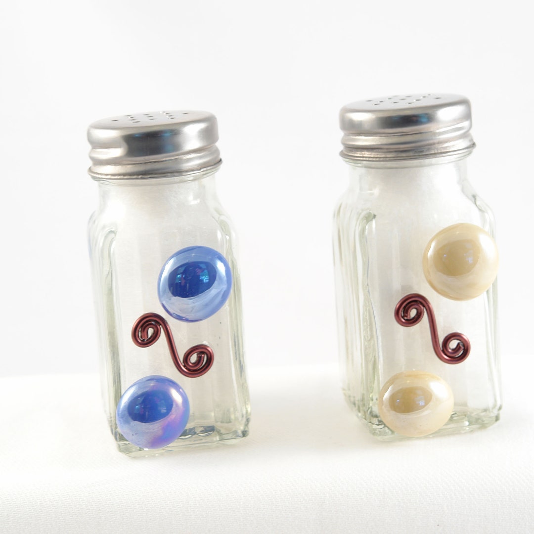 Beaded Salt and Pepper Shakers, Glass Salt and Pepper Shakers, Tabletop ...