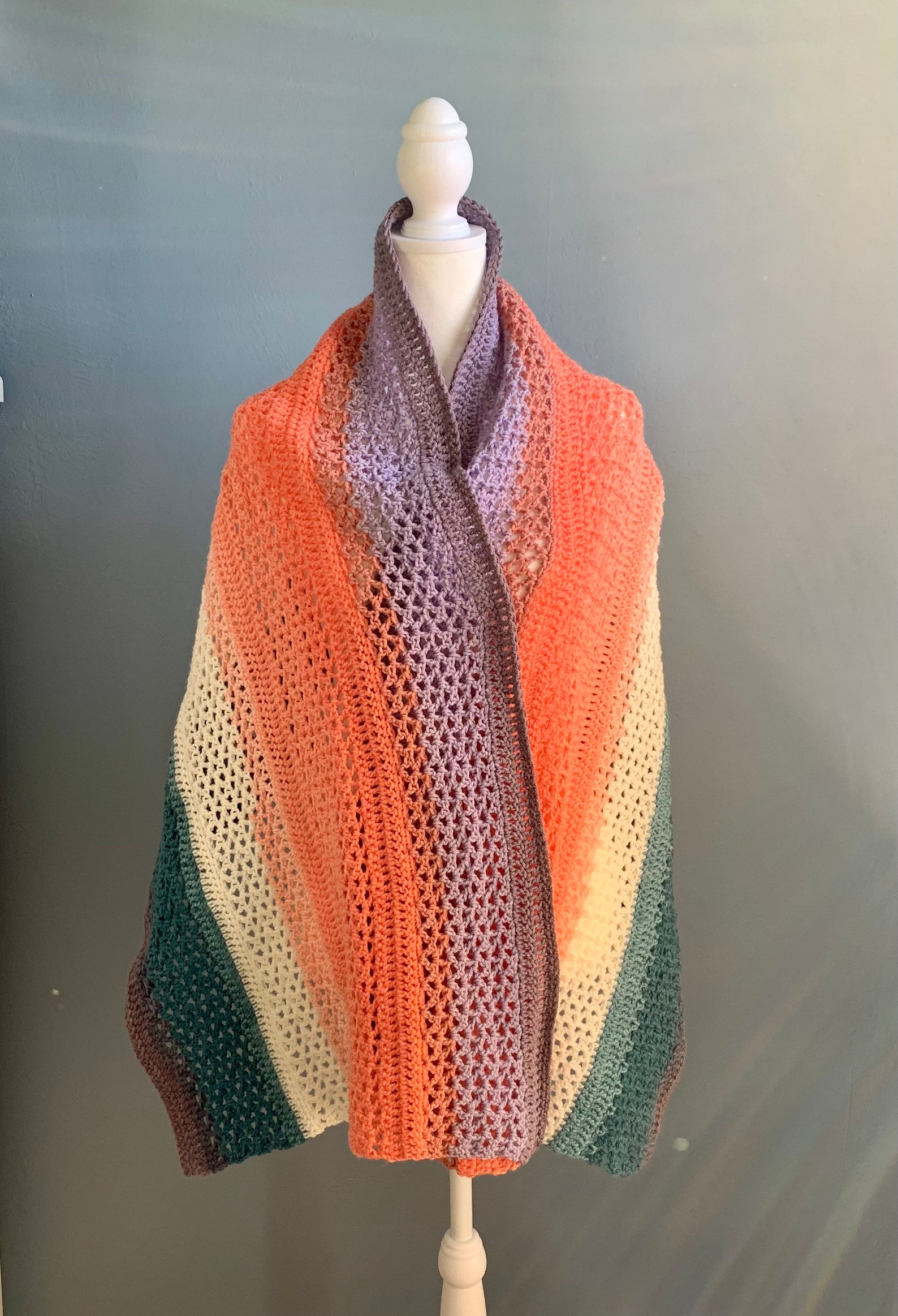 Open Weave Wrap, Knit Shawl, Multi Color Wrap, Church Wrap, Boho Shawl ...