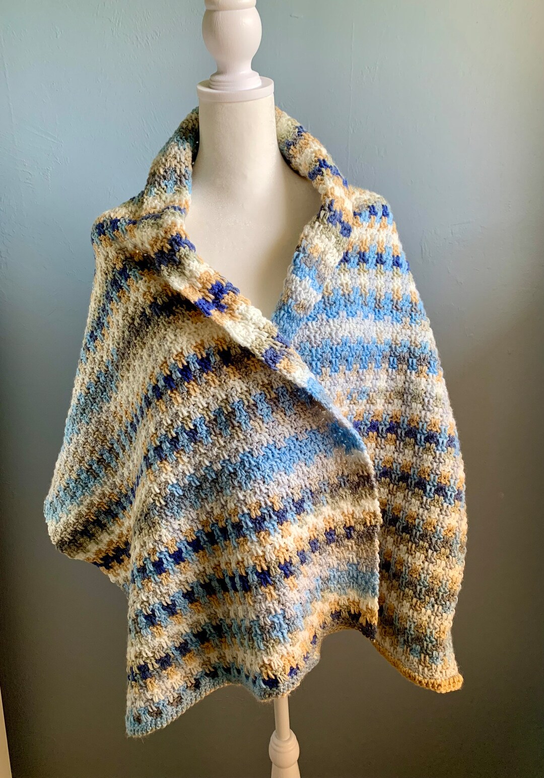 Blanket Shawl, Crocheted Shawl, Lap Afghan, Church Wrap, Prayer Shawl ...