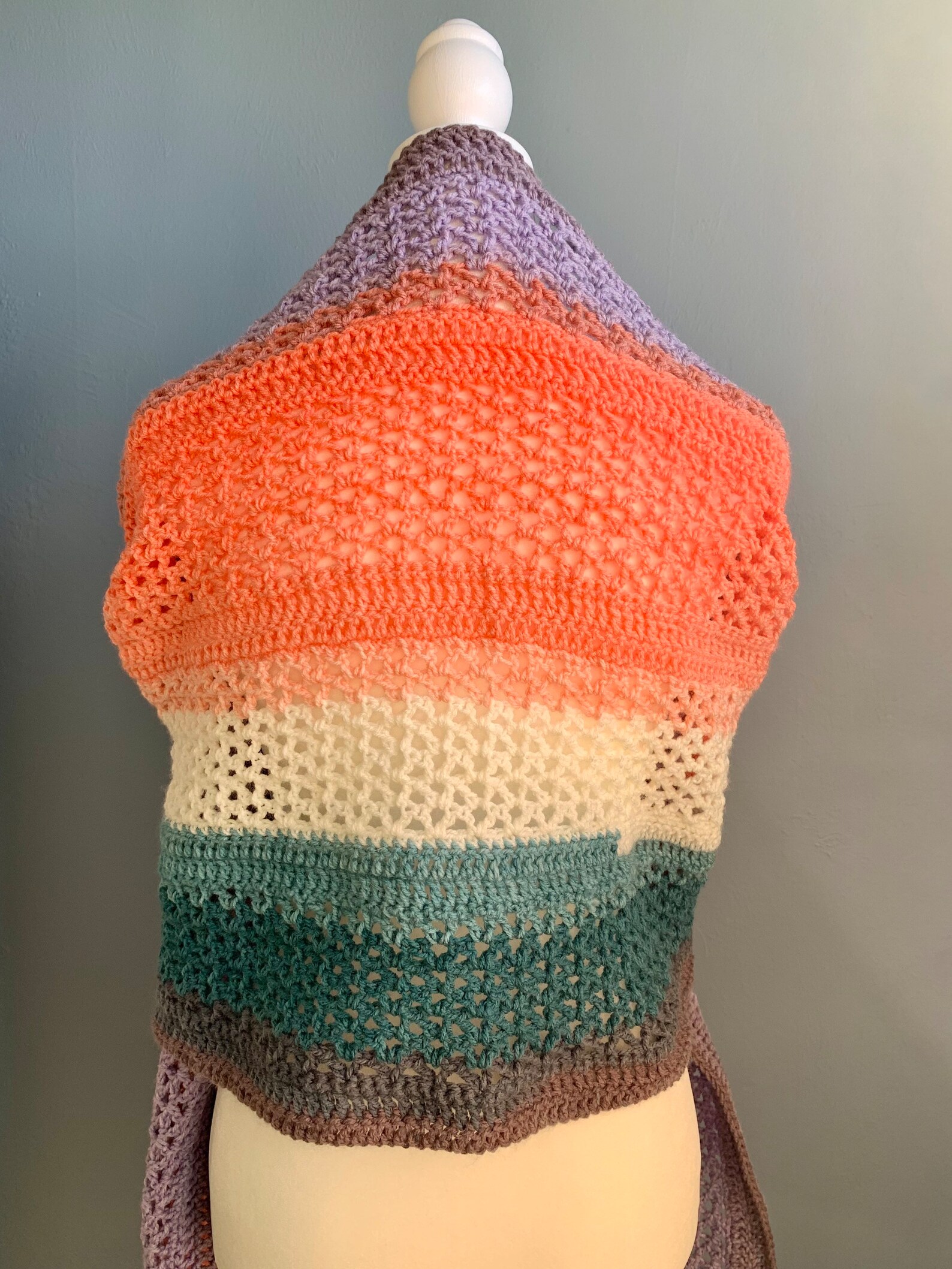 Open Weave Wrap, Knit Shawl, Multi Color Wrap, Church Wrap, Boho Shawl ...