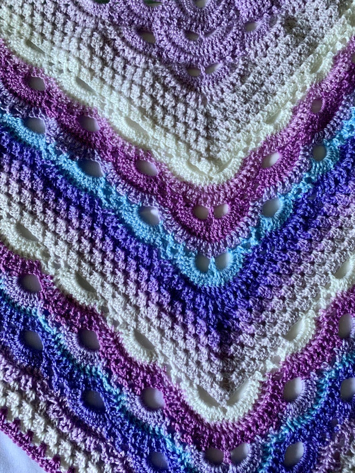 Vintage Look Shawl, Triangle Crocheted Wrap, Open Weave Wrap, Triangle ...