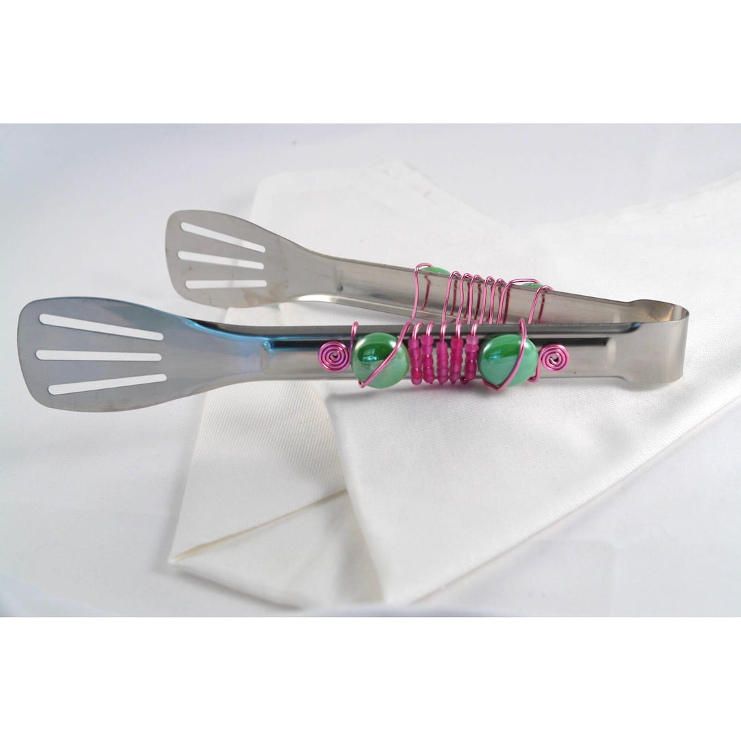 Long Beaded Serving Tongs – Hand-beaded Outdoor Entertaining Accessory ...