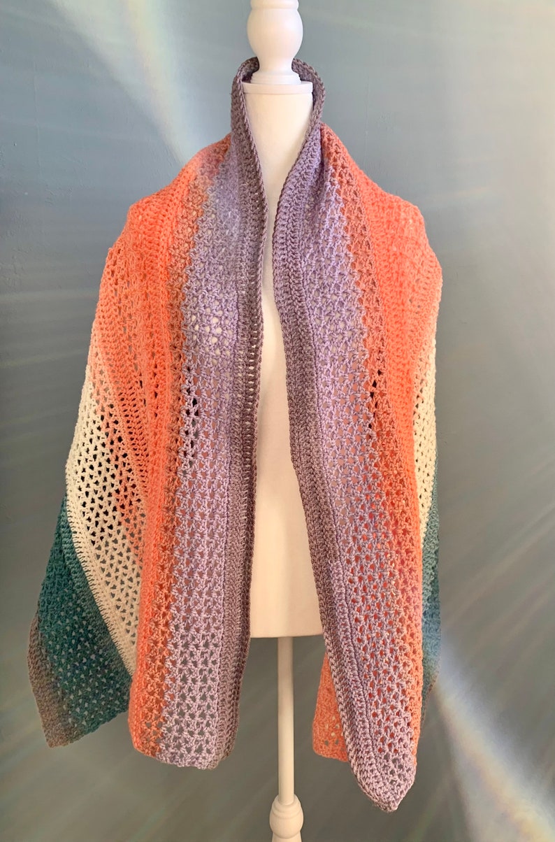 Open Weave Wrap, Knit Shawl, Multi Color Wrap, Church Wrap, Boho Shawl ...