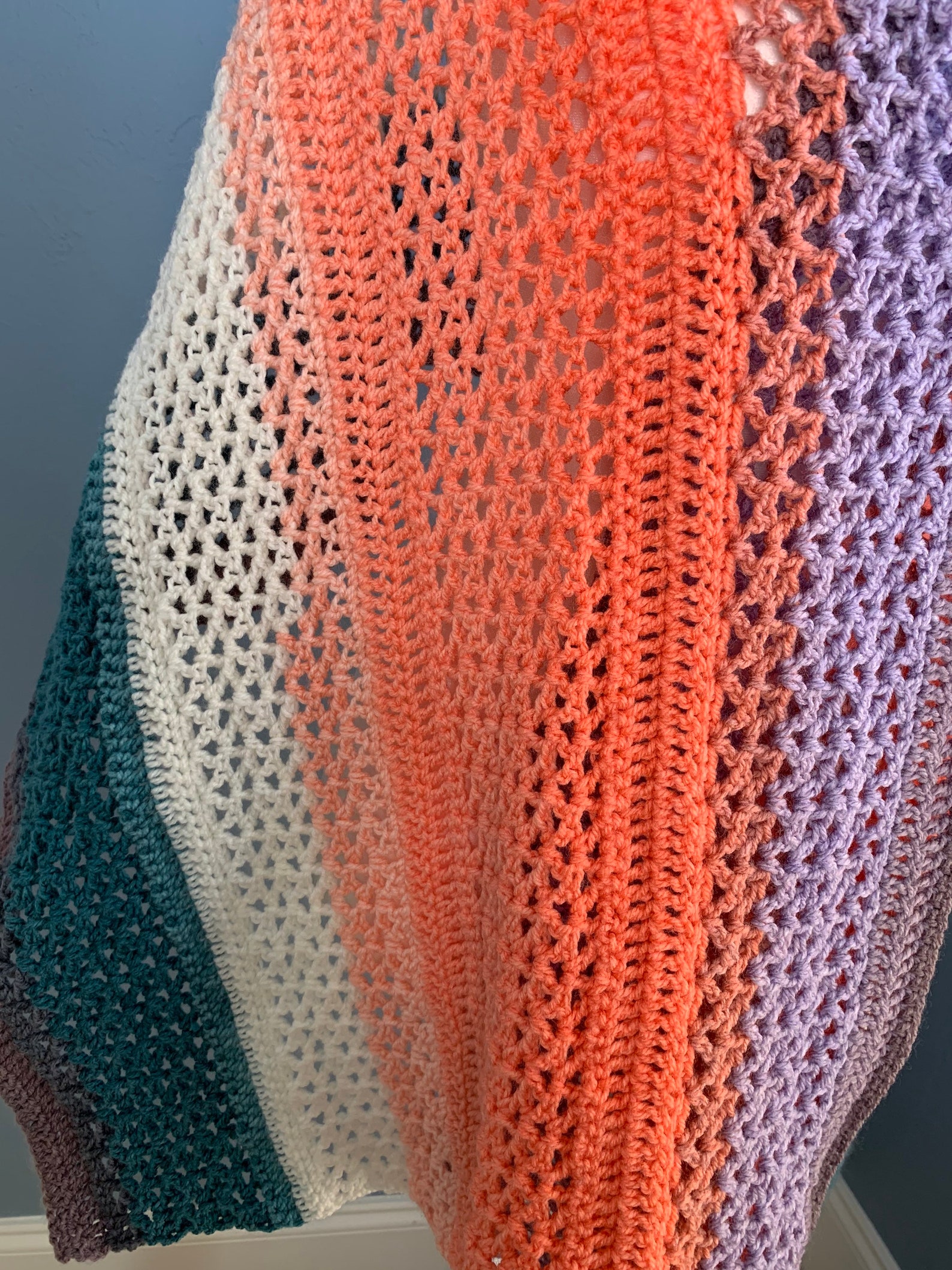 Open Weave Wrap, Knit Shawl, Multi Color Wrap, Church Wrap, Boho Shawl ...