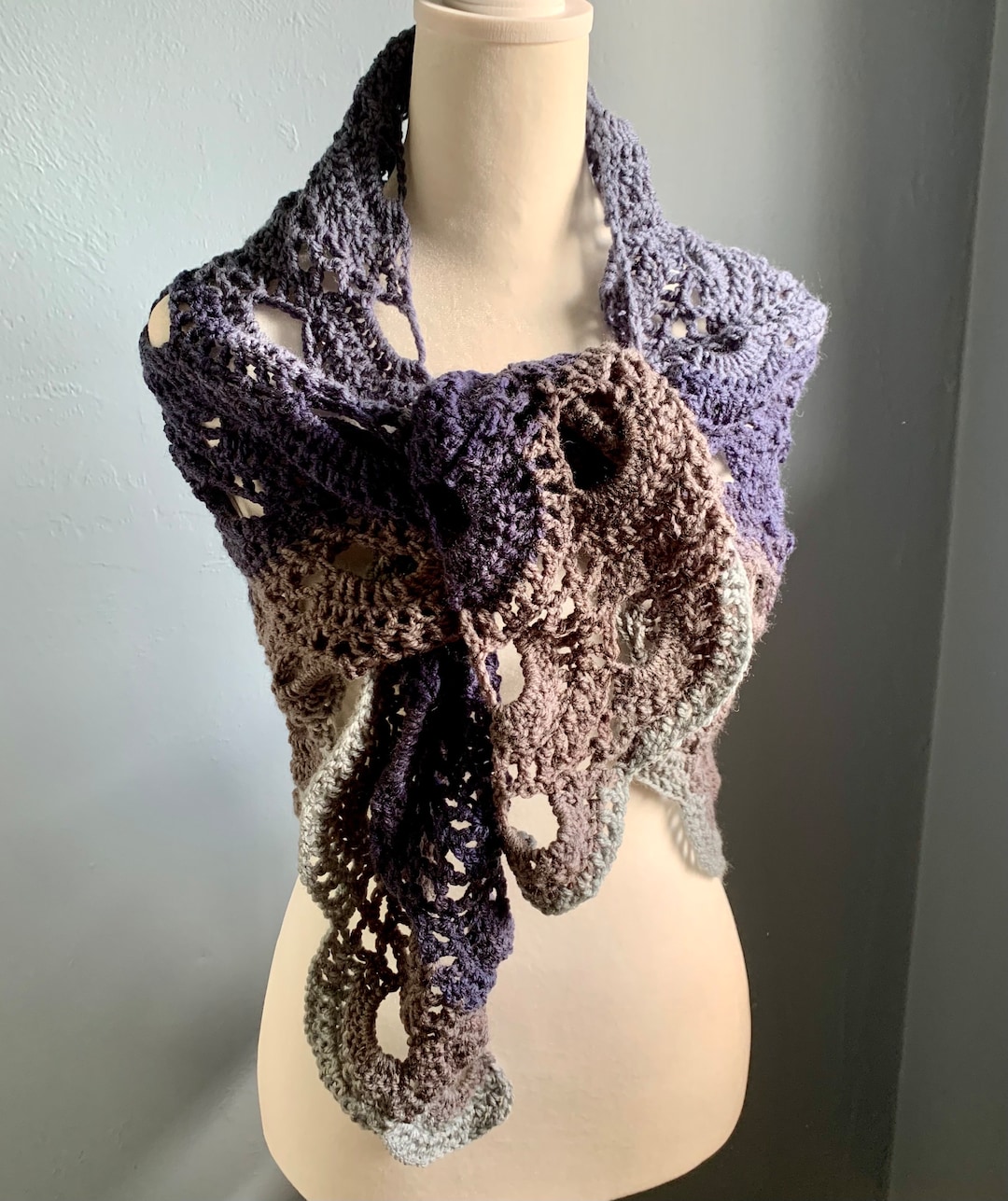 Triangular Crocheted Wrap, Open Weave Wrap, Triangle Shawl, Triangle ...