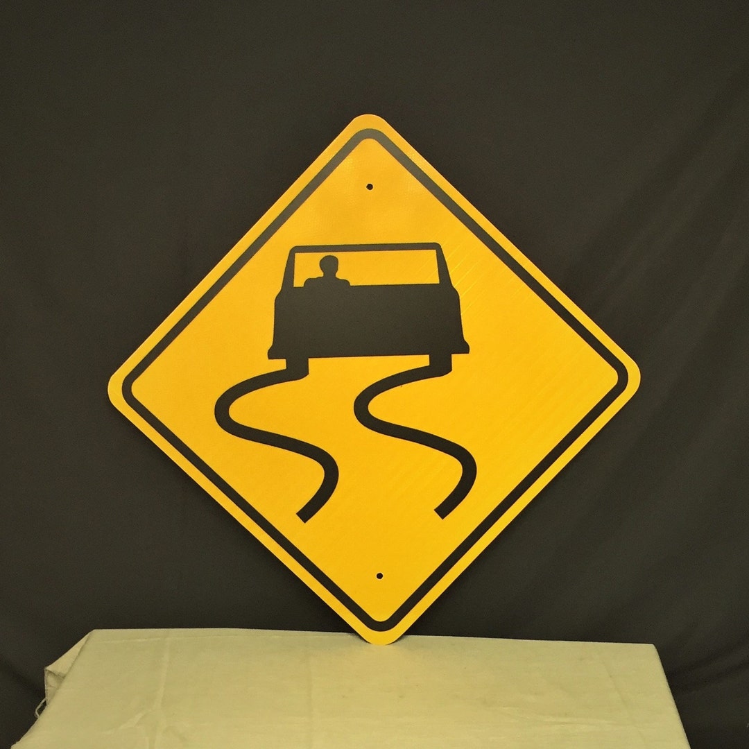Authentic SLIPPERY When WET Pa Highway Sign Real Road Sign - Etsy