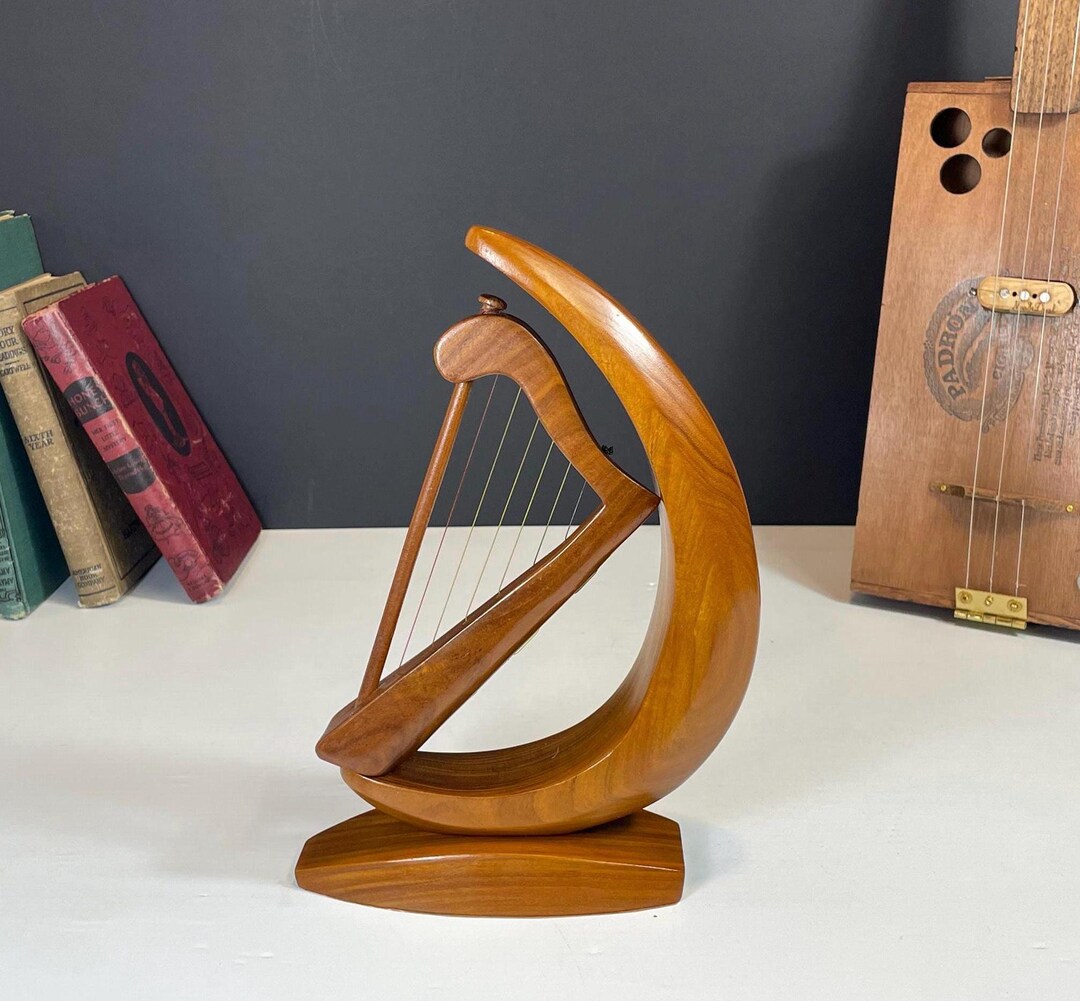 Hand Carved Wood Harp Bookend, Made in Paraguay, Folk Art Sculpture - Etsy