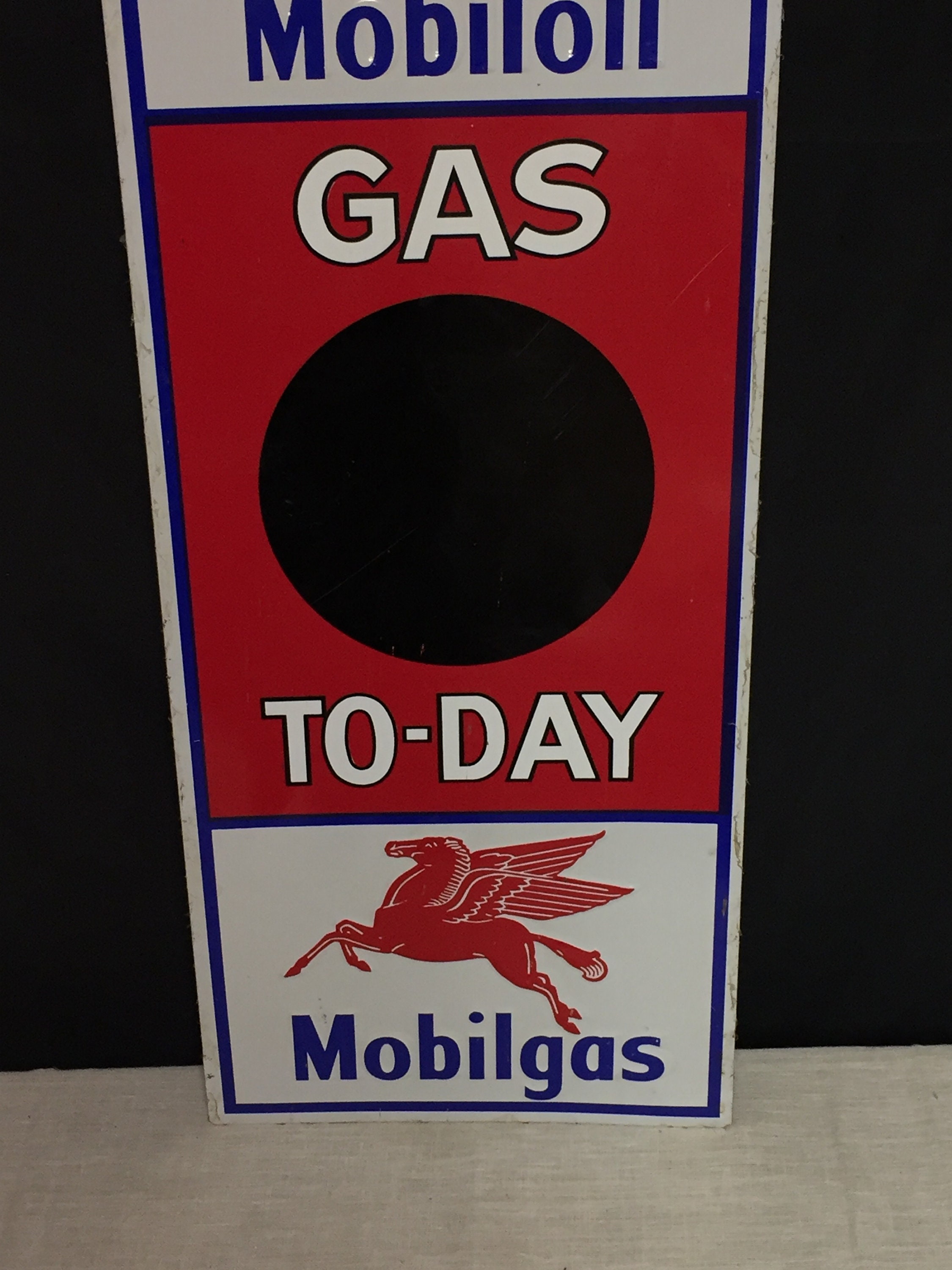 Mobil Gas & Oil Metal Advertising Sign, Mobilgas, Mobiloil, Pump Price ...
