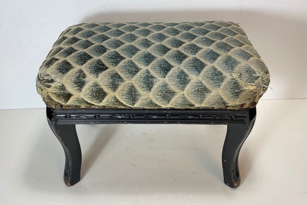 Victorian Tapestry Footstool With Queen Anne Style Wooden Legs, Ottoman ...