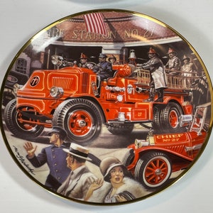 4 Franklin Mint National Fire Museum 8" Plates, Fine Porcelain ...