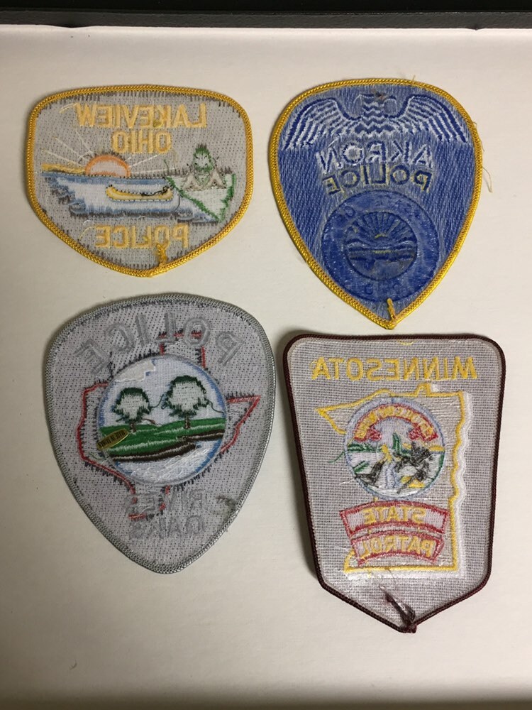 Lot of 4 Police Officer Uniform Patches, Akron Ohio, Lakeview Ohio ...
