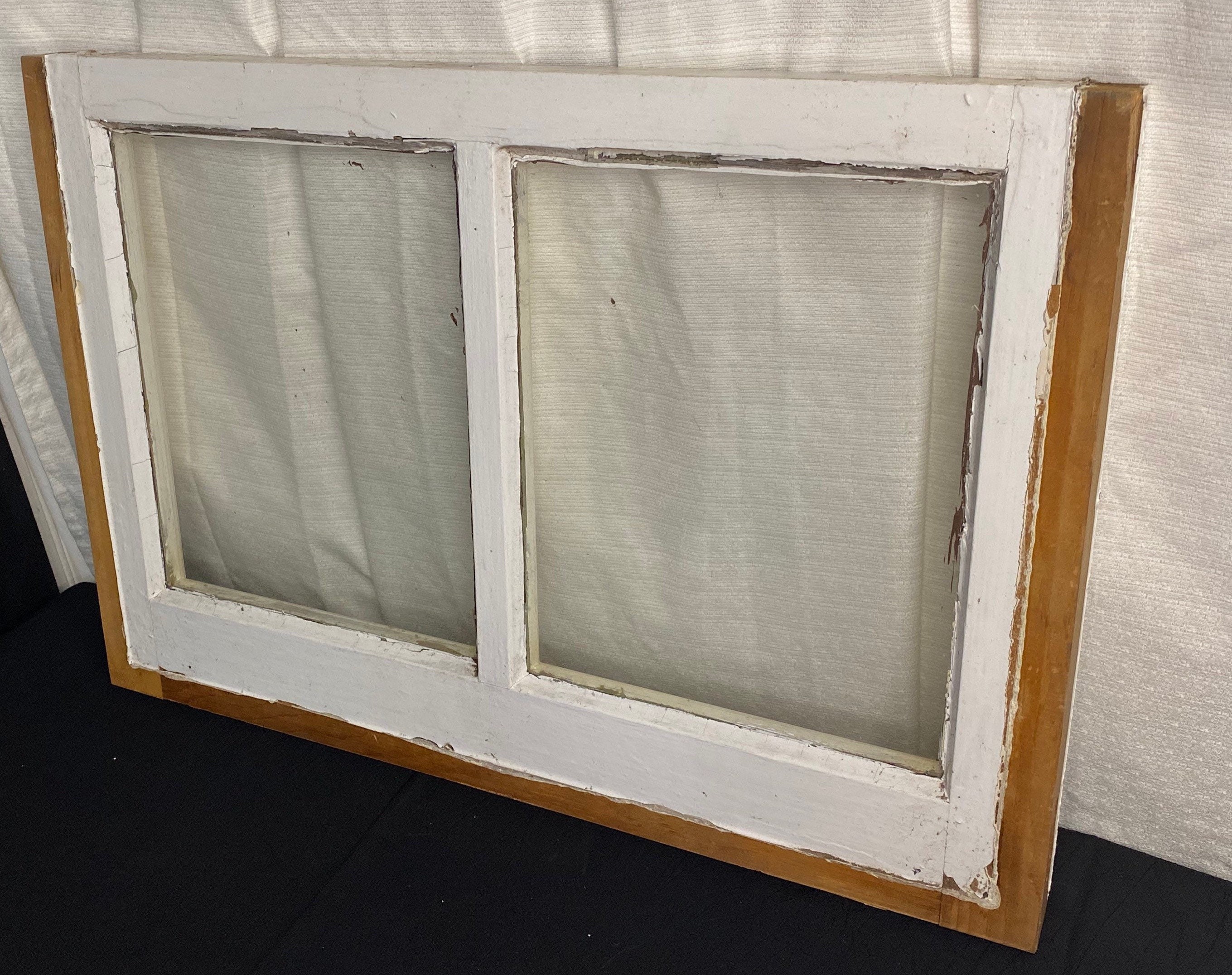 1930’s Small Wooden Farmhouse Window Sash w/ Original 2 Pane Glass and ...