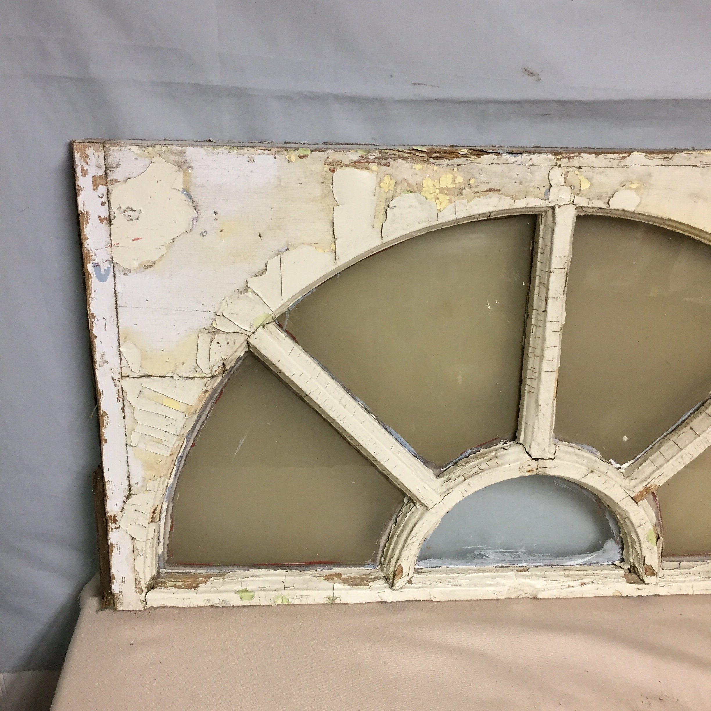 Antique Arch Top Wooden Farmhouse Window Sash with Original Glass ...