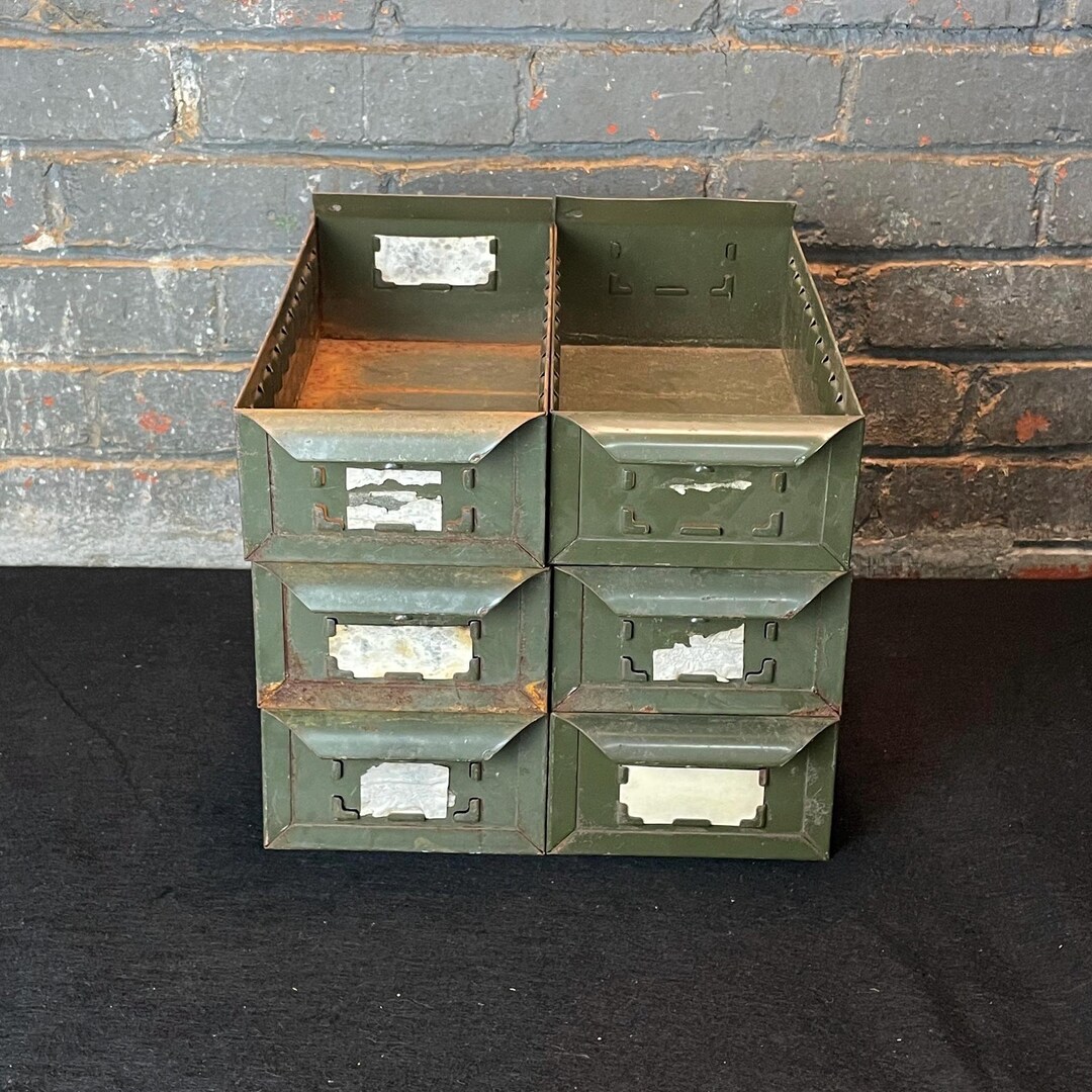 Set of 6 Green Industrial Green Steel Parts Drawers, Equipto Cubbies ...