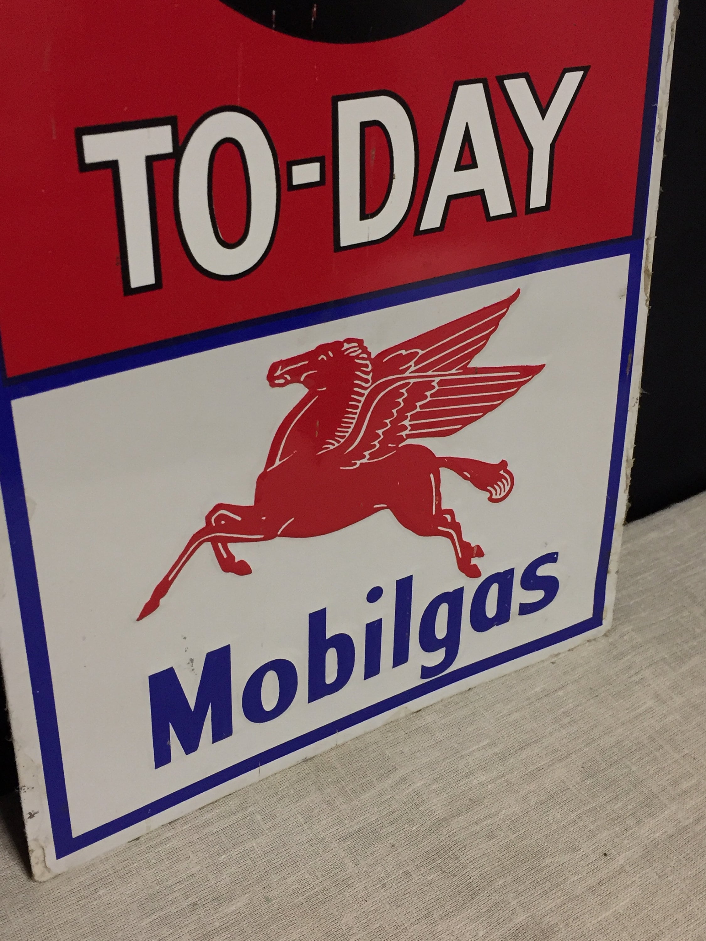 Mobil Gas & Oil Metal Advertising Sign, Mobilgas, Mobiloil, Pump Price ...