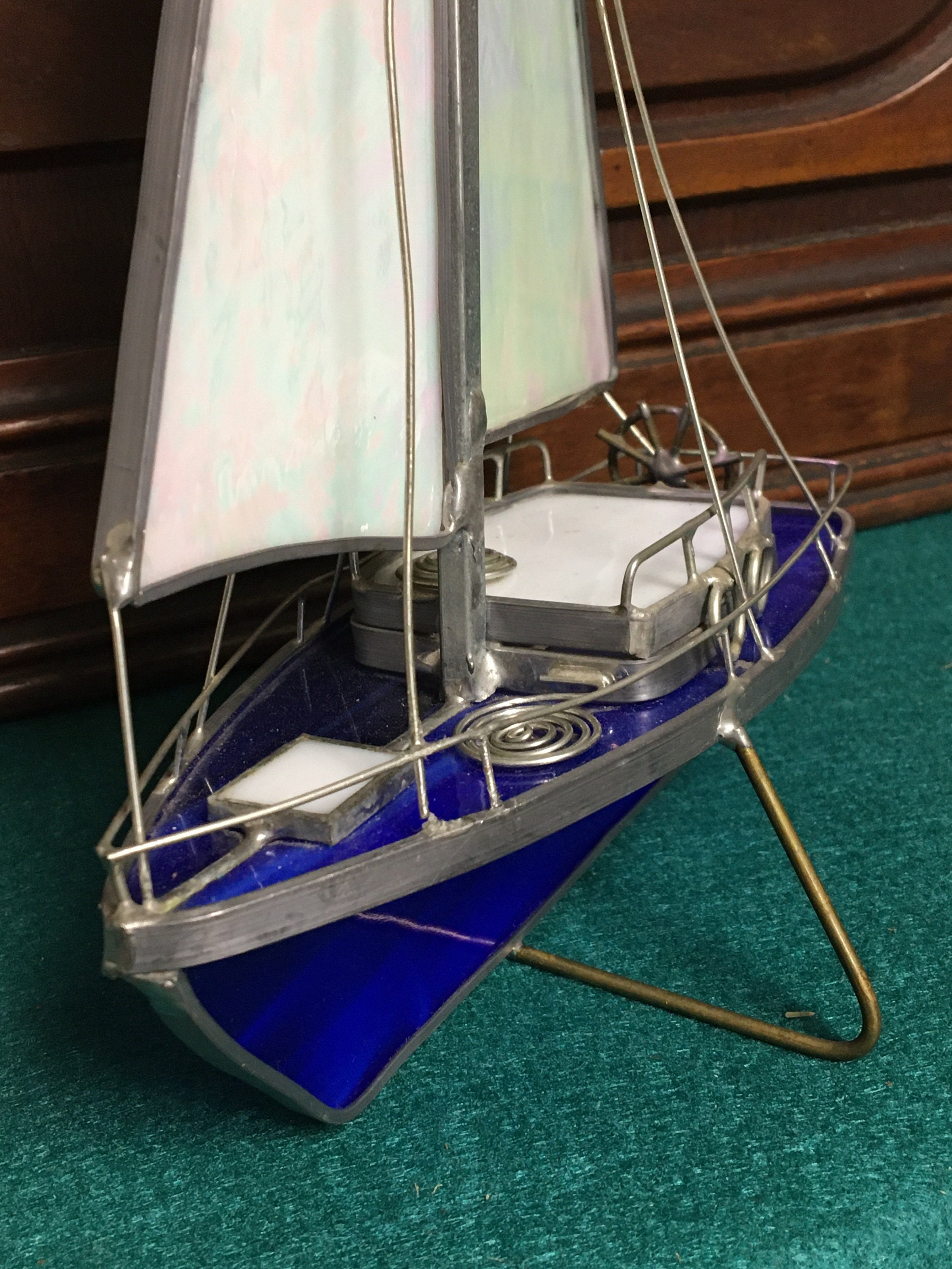 Stained Glass 3D Sailboat Model Sailboat Sculpture Sailing Yacht