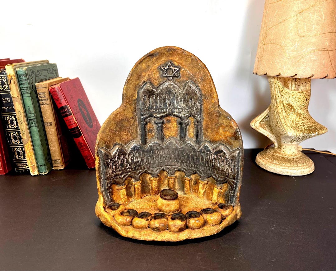 Domar Israel Menorah, Primitive Pottery With 925 Sterling Overlay - Etsy