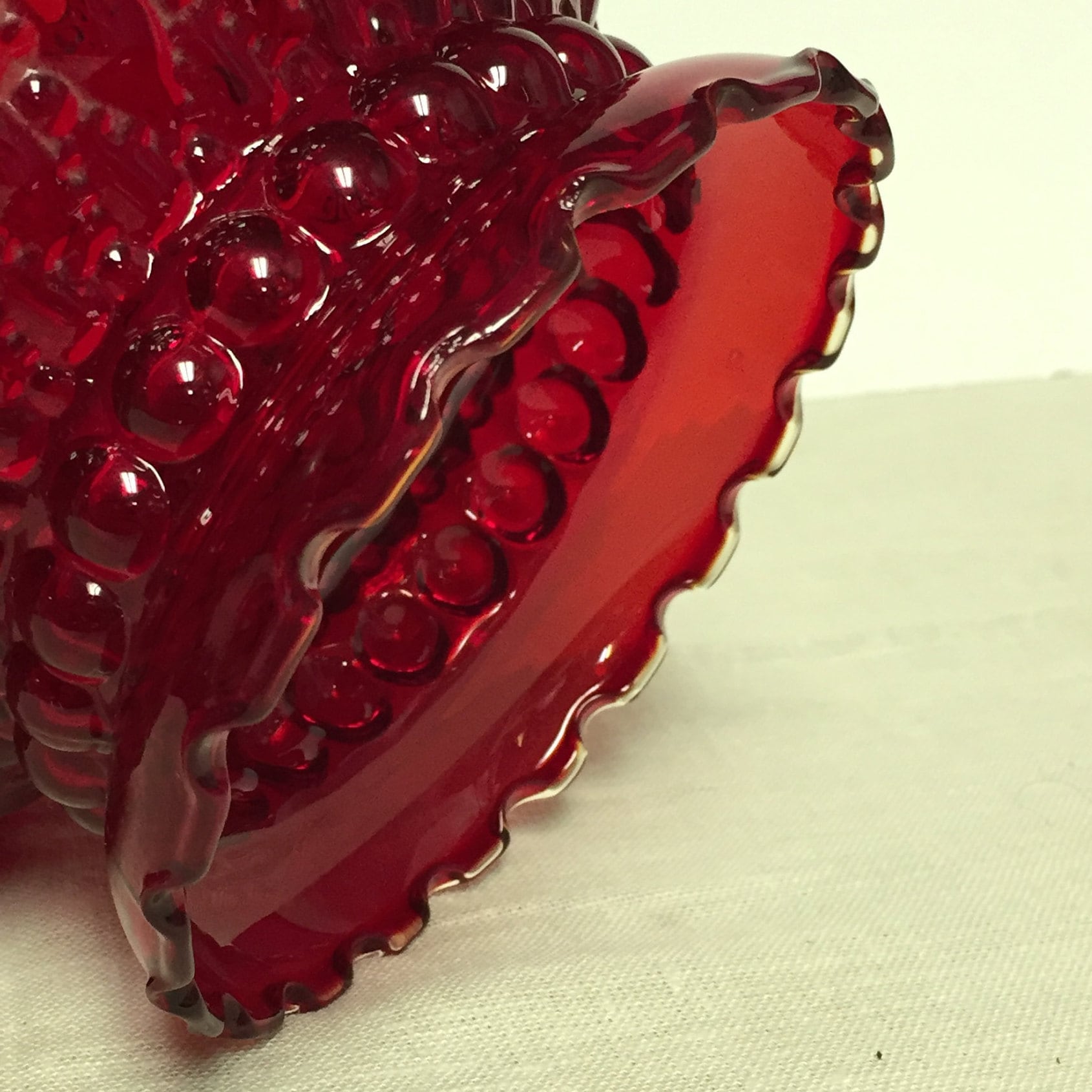 Antique Fenton Ruby Red Diamond Quilt Glass Hurricane Lamp Shade, GWTW ...