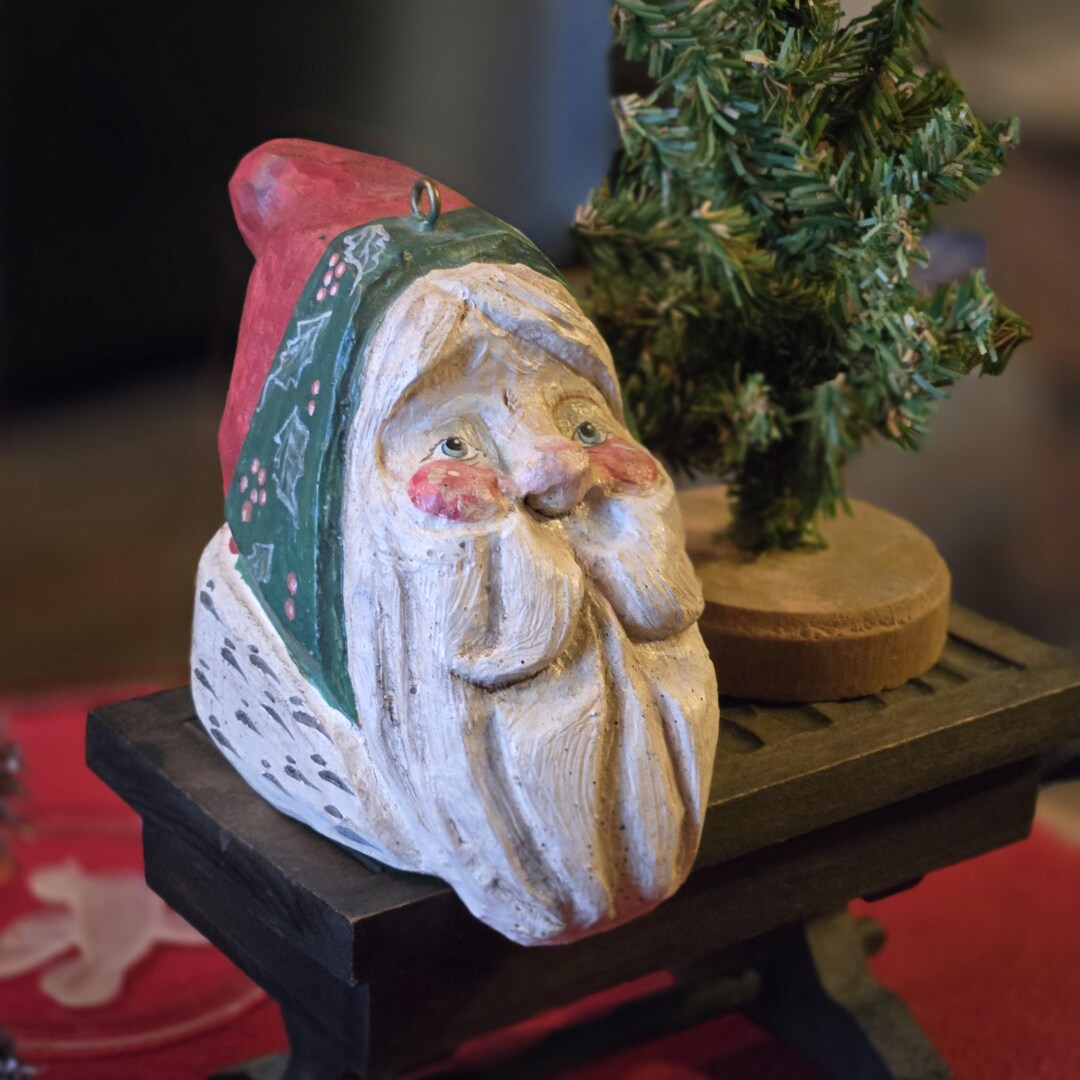 House of Hatten Santa Head Shelf Sitter Ornament, Design by Denise ...