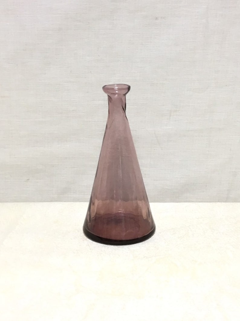 Amethyst Cone Shaped Bottle Hand Blown Wavy Glass Bottle Art - Etsy