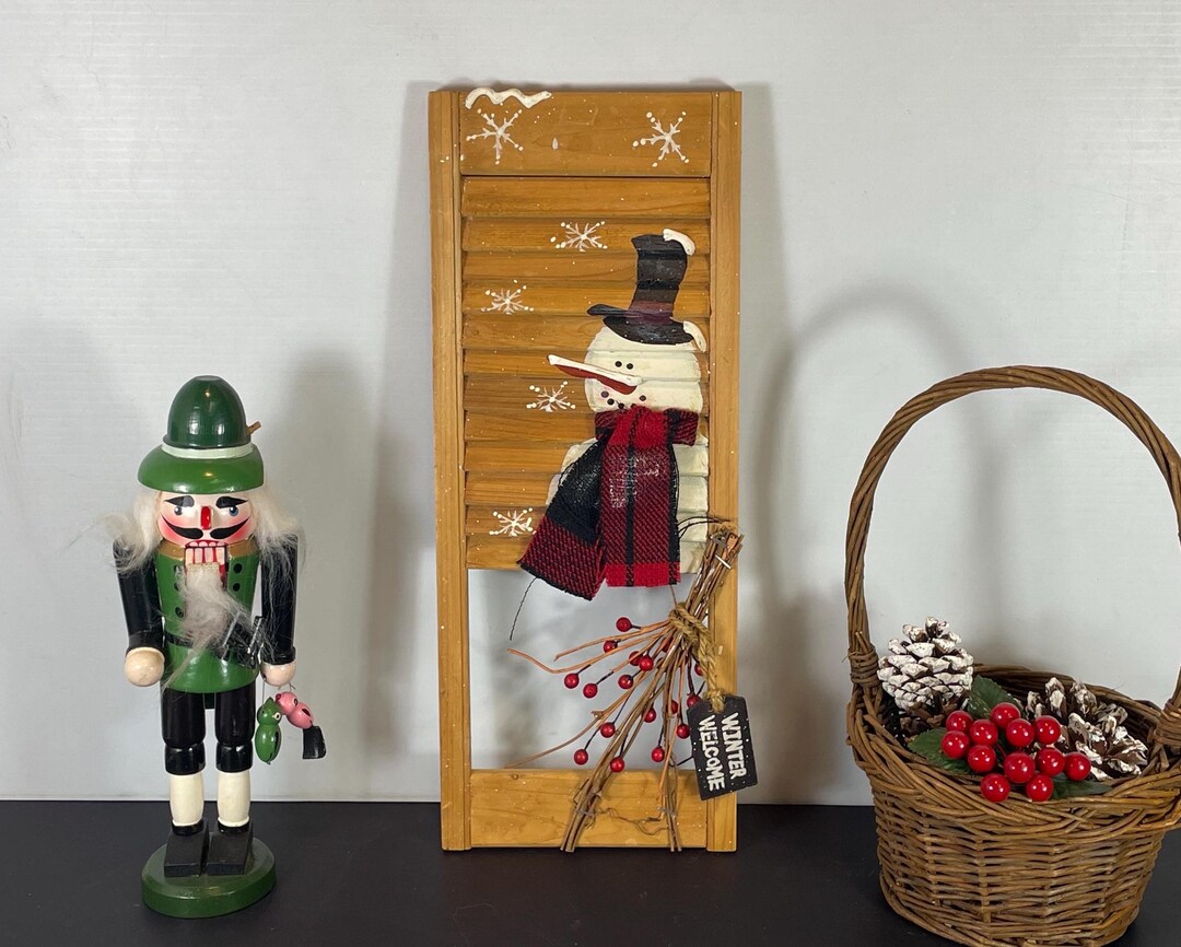 Hand Painted Wooden Snowman Shutter, Holiday Wall Hanging - Etsy