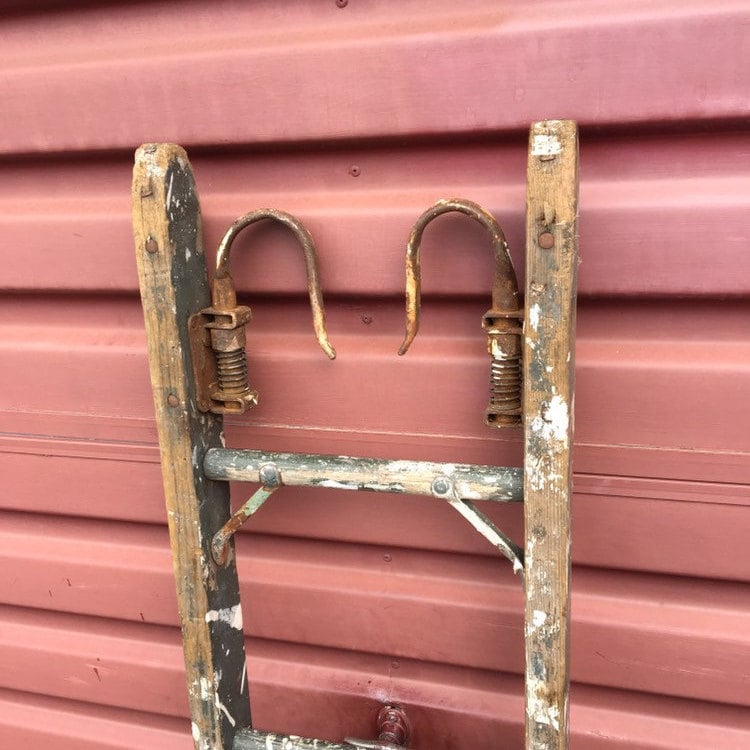 Antique 54 Green Wooden Blanket Ladder with Unusual Hardware and Chippy ...